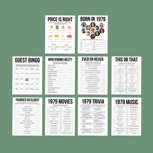 45th Birthday Games Bundle, Born in 1979 Party Games for Him Her, 45th ...