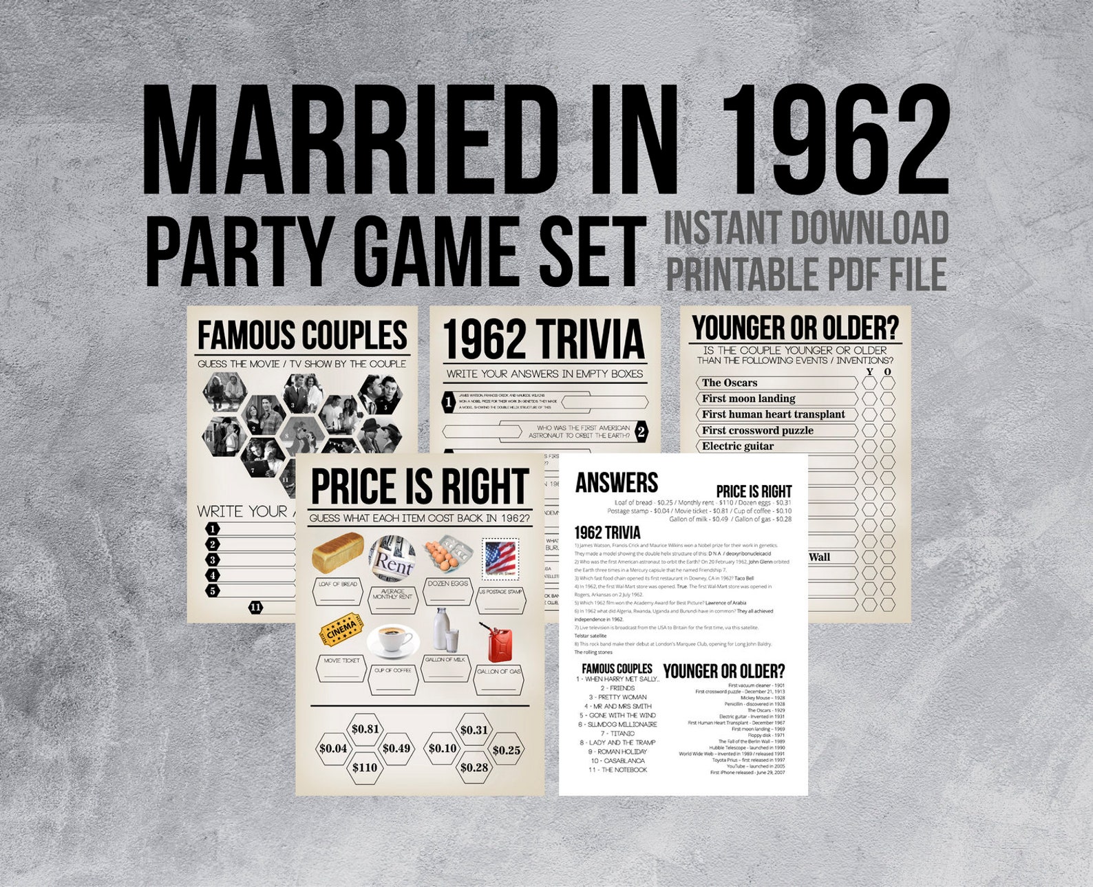 60th Anniversary Party Games Year 1962 60th Wedding Etsy 60th-anniversary-party-games-year-1962-60th-wedding-etsy