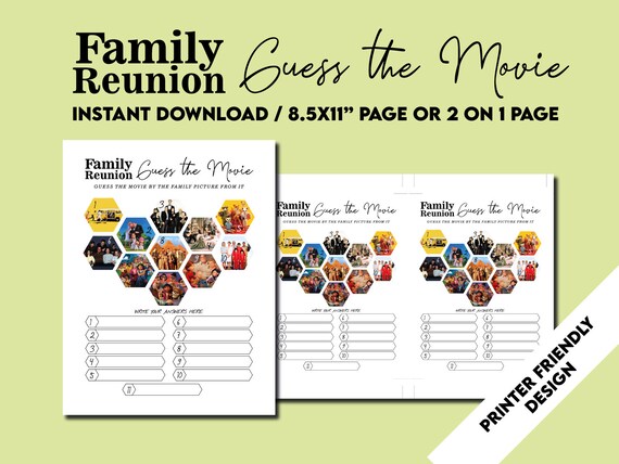 Family Reunion Printable Game Guess The Movie Family Reunion - Etsy Schweiz