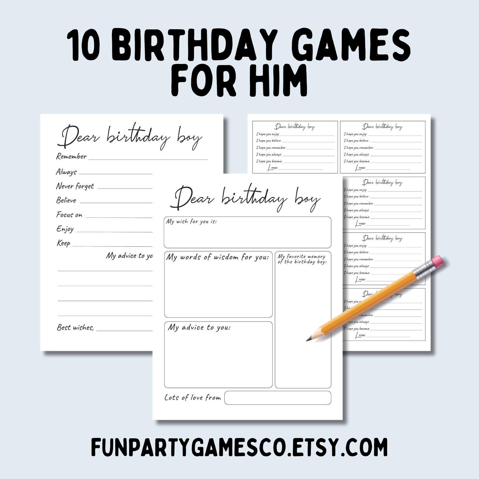 Fun Printable Birthday Games for Him, Icebreaker Games, Modern Birthday ...