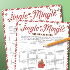 Christmas Bingo Game Fun Mix and Mingle Holiday Party Game, Office Find ...