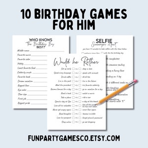 Fun Printable Birthday Games for Him, Icebreaker Games, Modern Birthday ...