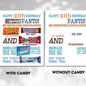 30th Birthday Candy Poster Printable Party Decor Candy Gram - Etsy