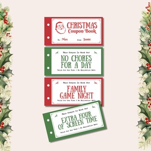 Christmas Coupon Book Editable in Canva, Custom Holiday Reward Coupons ...
