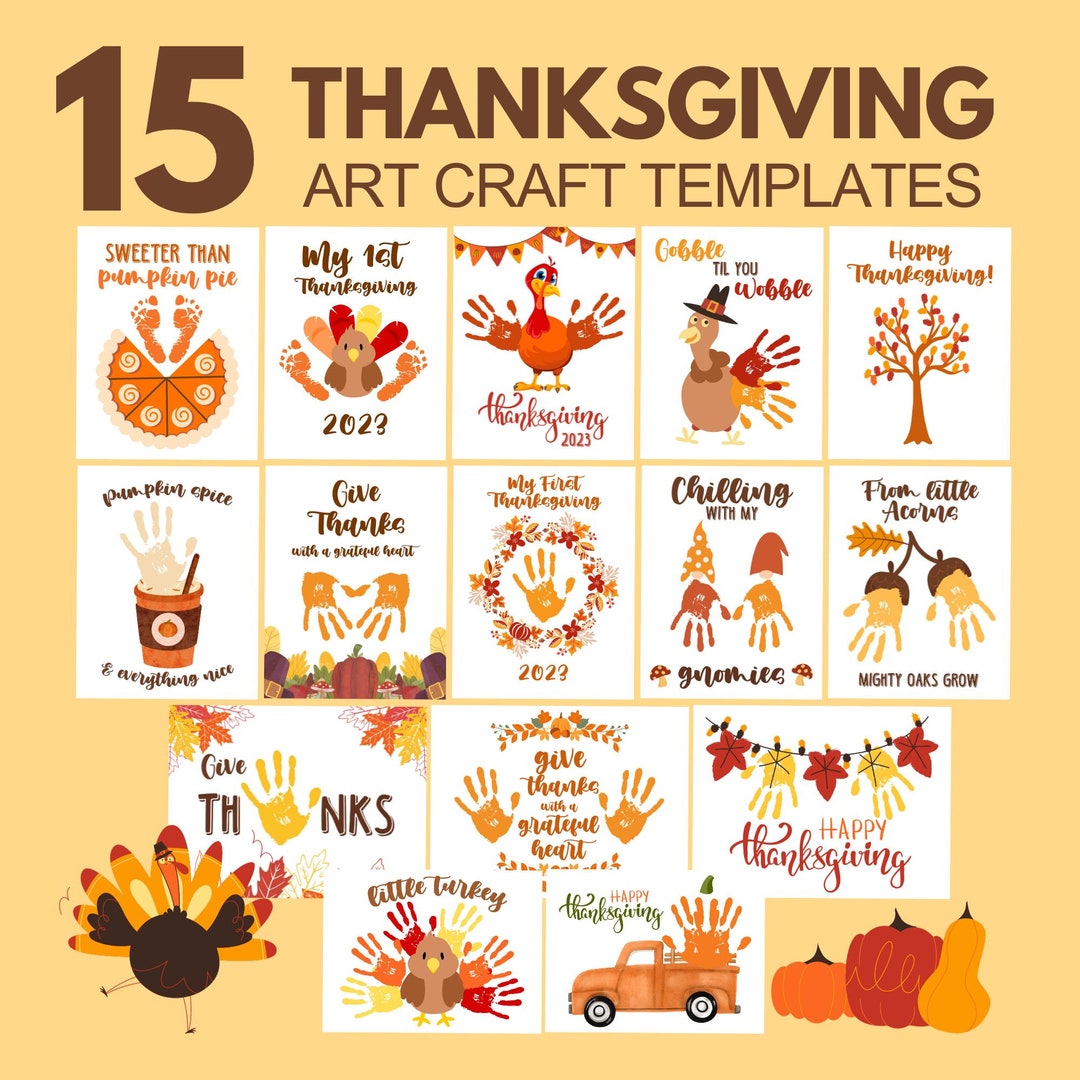 Thanksgiving Handprint and Footprint Craft Bundle - 15 Printable Art ...