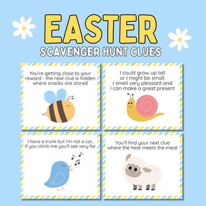 Easter Egg Scavenger Hunt Clues, Printable Treasure Hunt for Kids ...