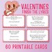 Love Songs Finish the Lyrics Game, Valentine’s Music Trivia, Fun Group ...
