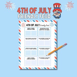 4th of July Friendly Feud Game, Family Party Game for Kids and Adults ...