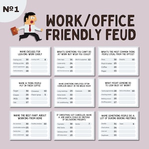 Office Friendly Feud Game, Fun Work Activity Top Answers, Group Office ...