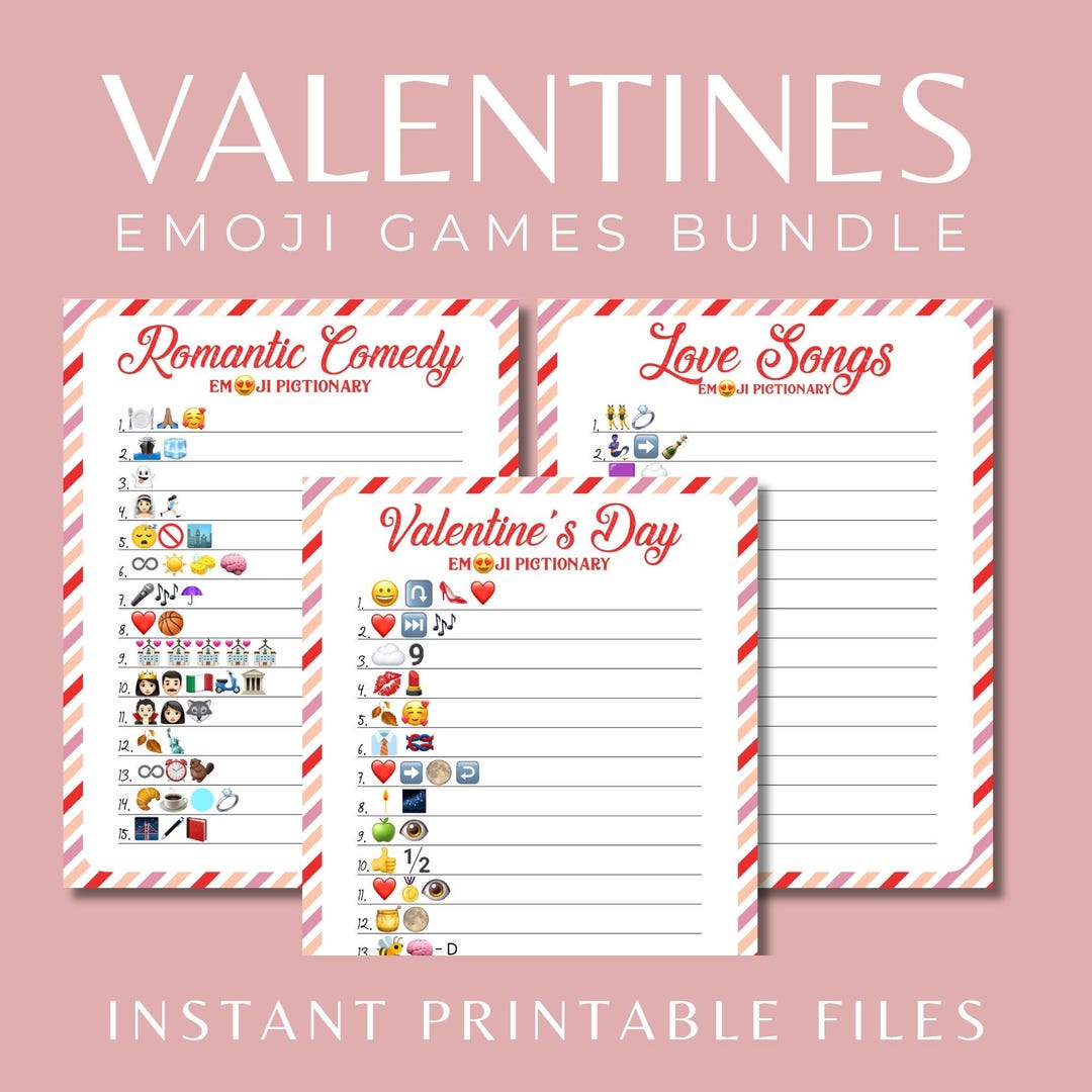 Valentine’s Emoji Pictionary Bundle, Guess the Love Songs, Movies and ...