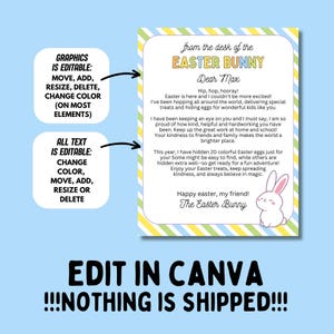 Easter Bunny Letter Template Editable in Canva, From the Desk of Easter ...