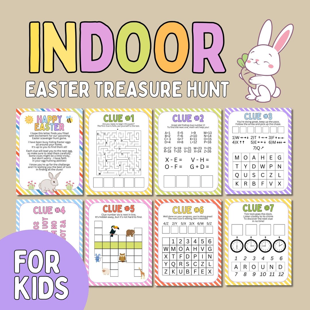 Easter Scavenger Hunt for Kids, Indoor Easter Game, Easter Treasure ...