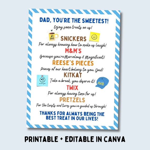 Candy Bar Cards For Dad The Best Father's Day Candy Poster Ideas