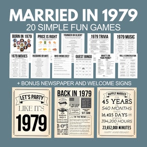 45th Wedding Anniversary Games Bundle, Married in 1979 Party Games ...