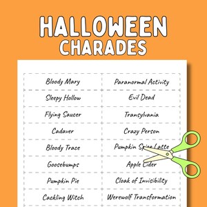 Halloween Charades Game, Printable 70 Cards, Pictionary, Kids and ...