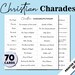 Printable Christian Charades Game, 70 Bible Charades, Easter Pictionary ...