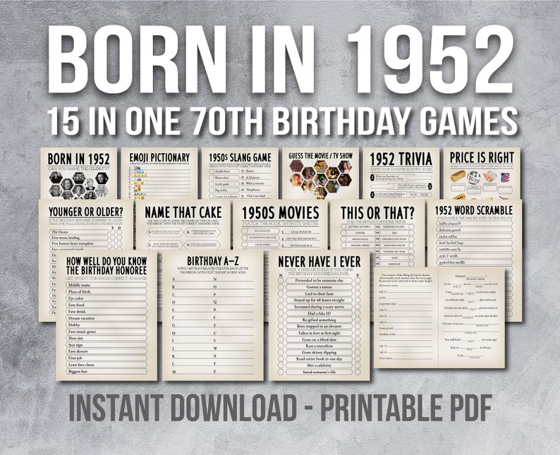Born In 1952 Games Bundle 70th Birthday Party Games Etsy Ireland born-in-1952-games-bundle-70th-birthday-party-games-etsy-ireland