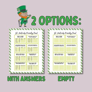 St Patricks Friendly Feud Game, Fun Fun St. Paddy’s Trivia Top Answers ...