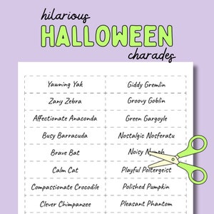 Halloween Charades Game - 70 Fun Printable Challenging Cards ...