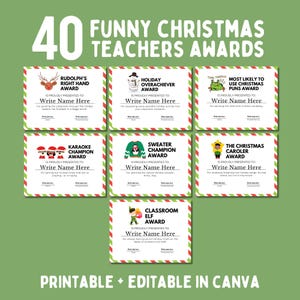 40 Funny Teachers Christmas Award Certificates Editable in Canva ...
