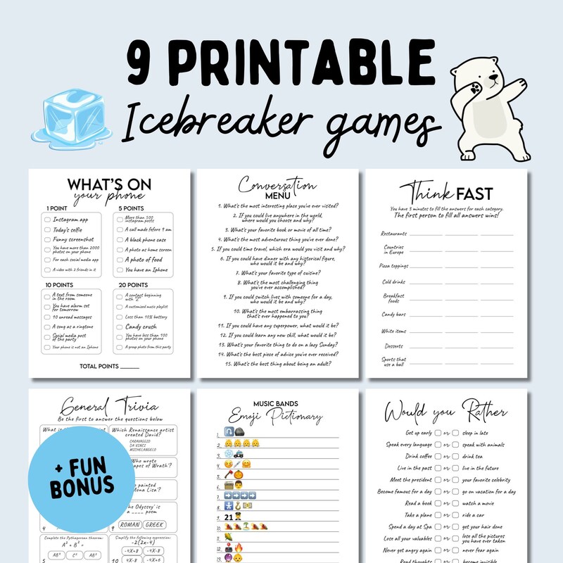 Printable Ice Breaker - Etsy