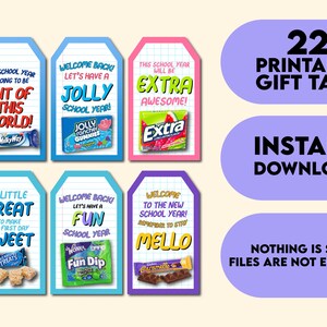 Back to School Candy Gift Tags Bundle First Day of School - Etsy
