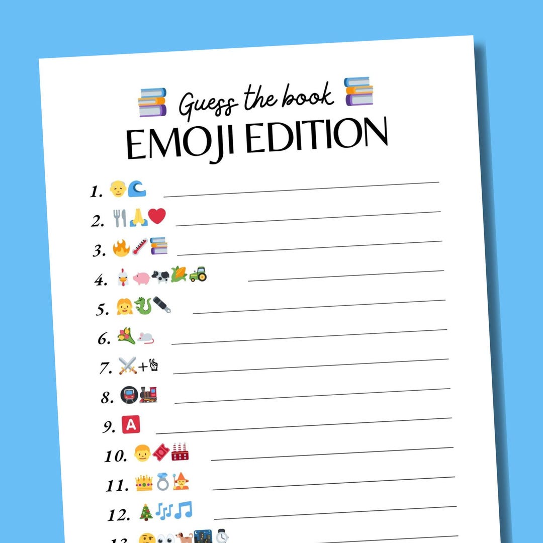 Books Emoji Pictionary, Classic Books Emoji Game, Book Club Activity ...