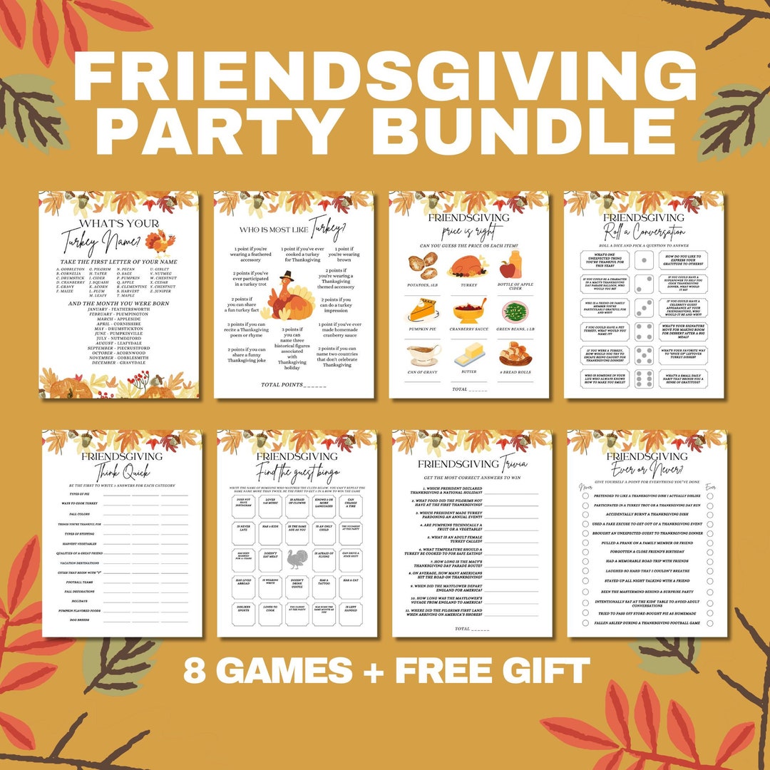 Editable Friendsgiving Games Bundle Printable Thanksgiving Trivia Quiz ...