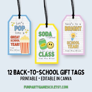 Back to School Gift Tag Bundle Editable in Canva, Printable First Day ...