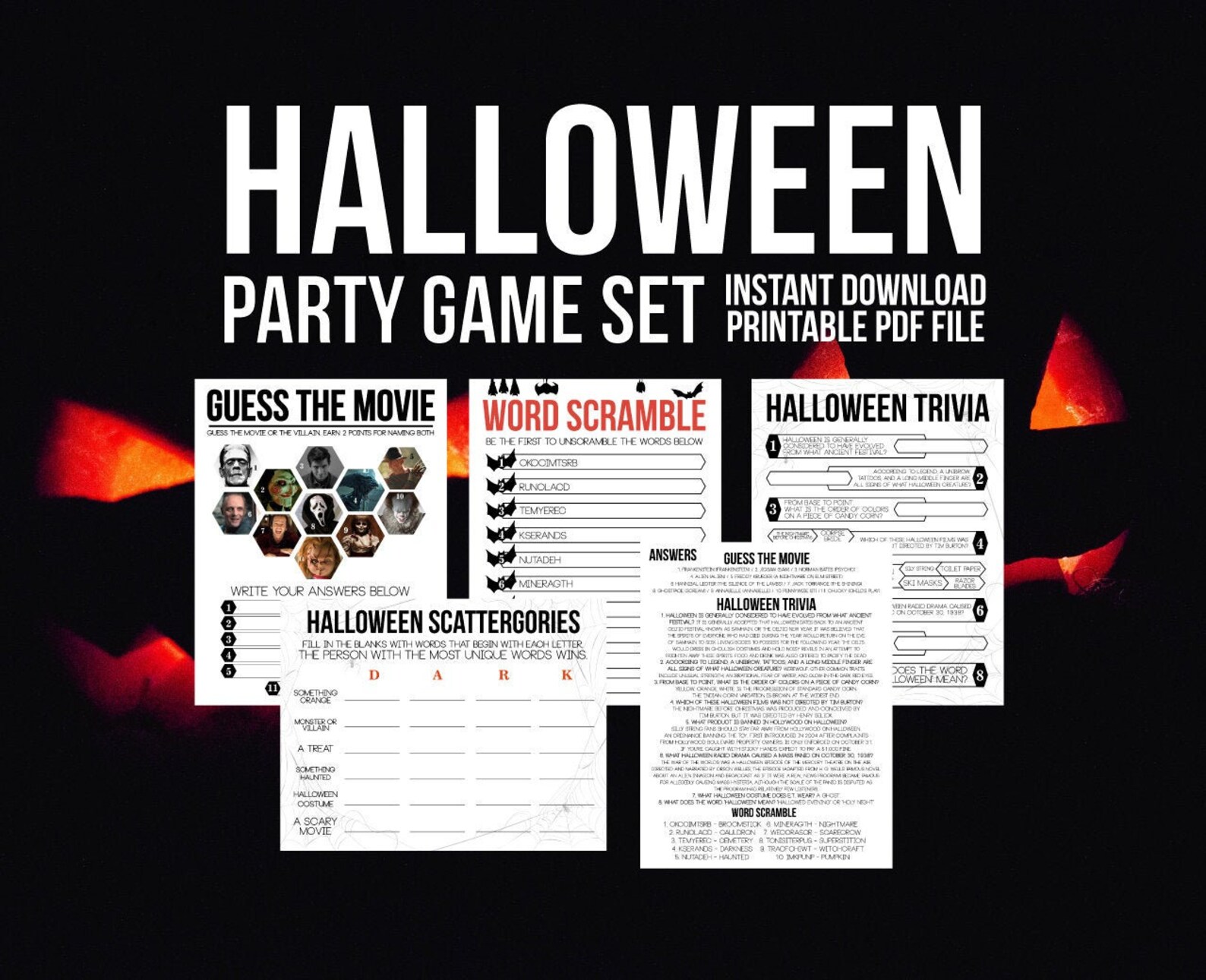 Halloween Party Games Halloween Trivia Games Printable | Etsy