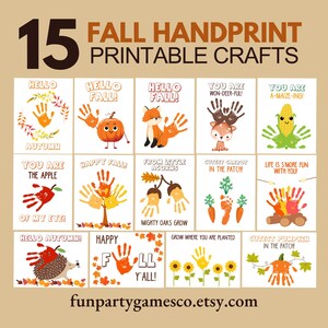 Fall Handprint Craft Bundle - 15 Handprint Art Crafts for Kids, Autumn ...