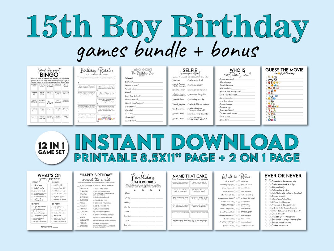 Birthday Games for Teen Boy 15th Birthday Party Games for Boys Game ...