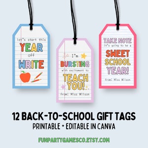 Back to School Gift Tag Bundle Editable in Canva, Printable First Day ...