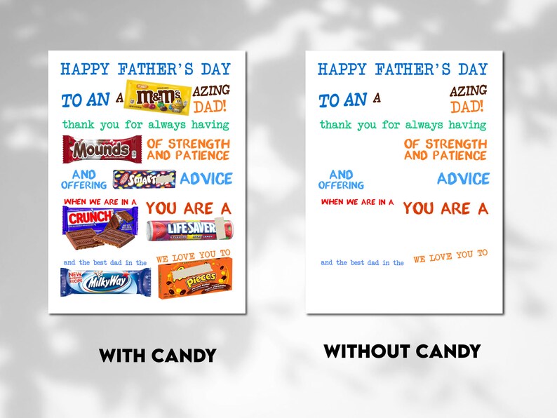 Father's Day Gift Ideas Printable Candy Gram Poster - Etsy