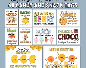 Employee Candy Bar Gift Tags Thank You Notes for Employee Appreciation ...