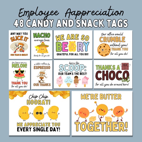 Candy Tags for Employee Appreciation - Etsy