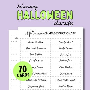 Halloween Charades Game - 70 Fun Printable Challenging Cards ...