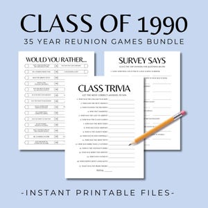 35th Class Reunion Games + Welcome Signs Bundle, Class of 1990 Poster ...