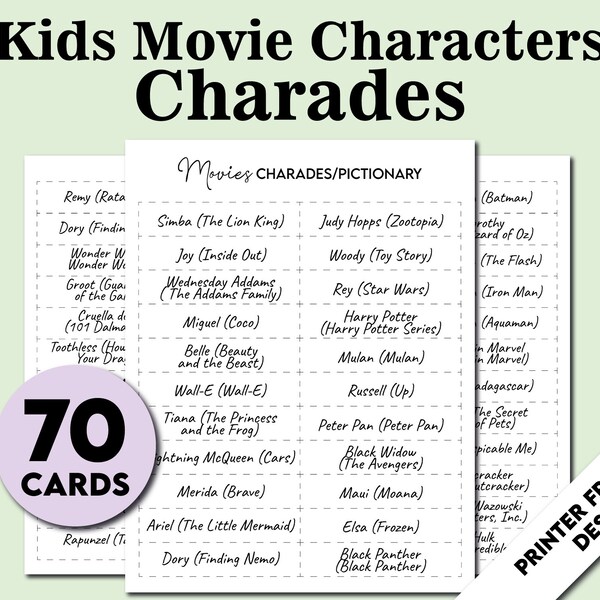 Charades Printable - Etsy