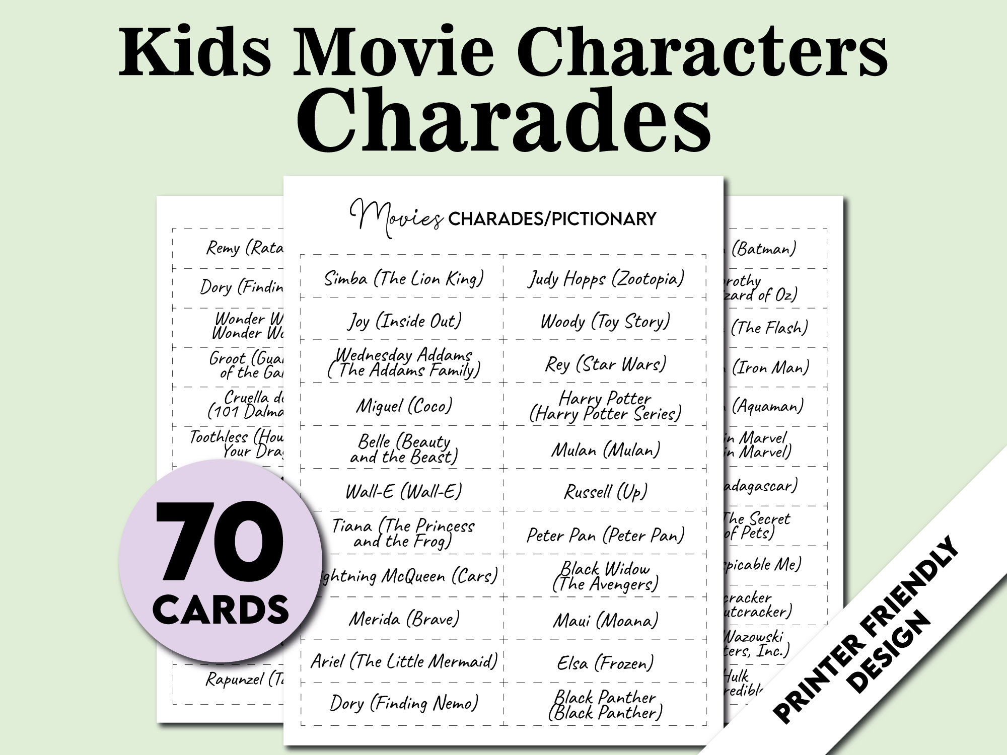 Movie Charades Ideas Charades Words & Ideas