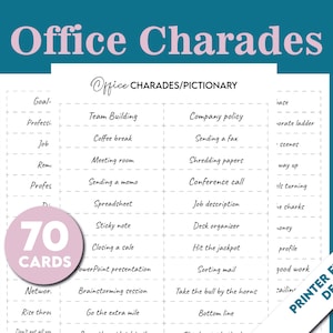 Printable Charades Game, 70 Office Action Charades Cards, Staff ...