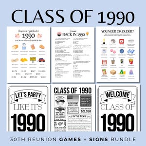 35th Class Reunion Games + Welcome Signs Bundle, Class of 1990 Poster ...