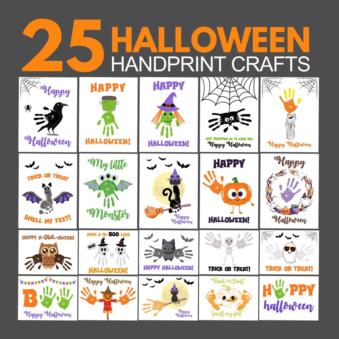 Halloween Handprint and Footprint Craft Bundle 25 Handprint - Etsy