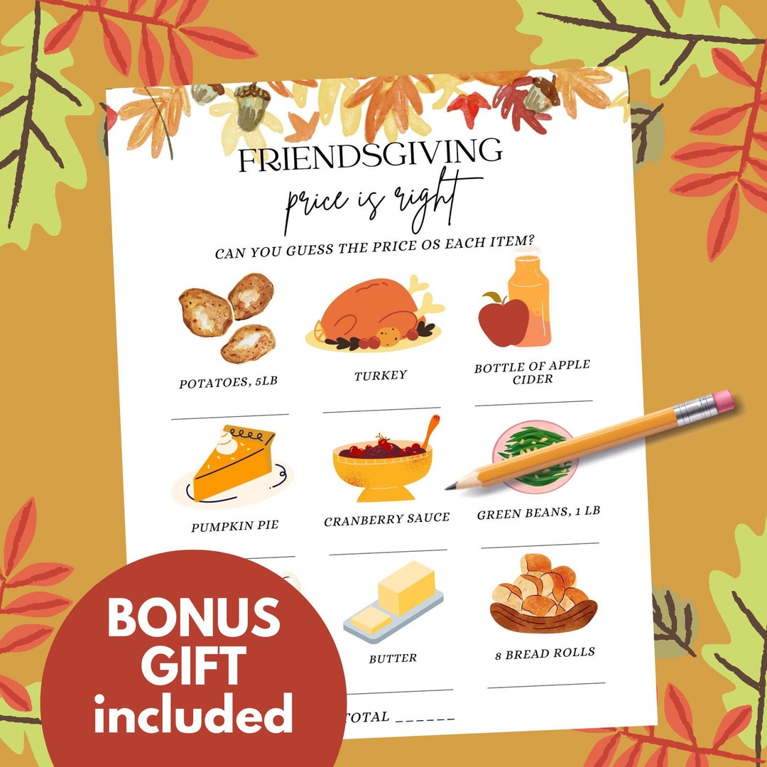 Friendsgiving the Price is Right Game Thanksgiving (Download Now) - Etsy