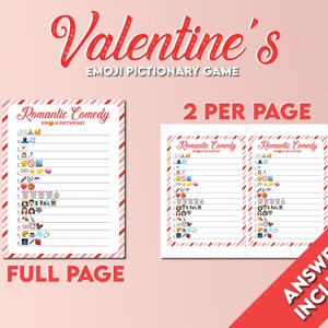 Valentines Day Romantic Movies Emoji Pictionary, Printable Romantic ...