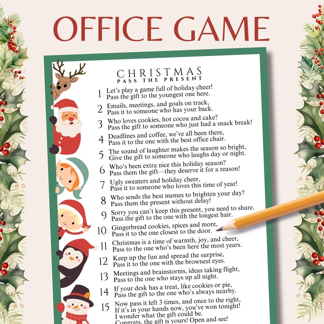 Office Christmas Pass the Present Game, Fun Gift Exchange Work Activity ...