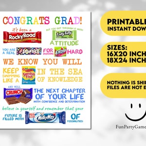 Graduation Candy Gram Poster, Congrats Grad Gift From Parents ...