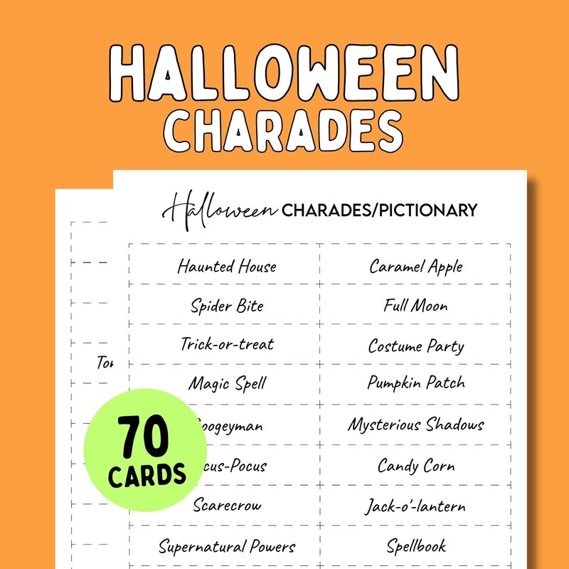 Halloween Charades Games - Etsy