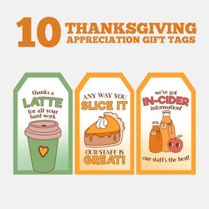Thanksgiving Employee Appreciation Gift Tags, Printable Thanks Gifts ...