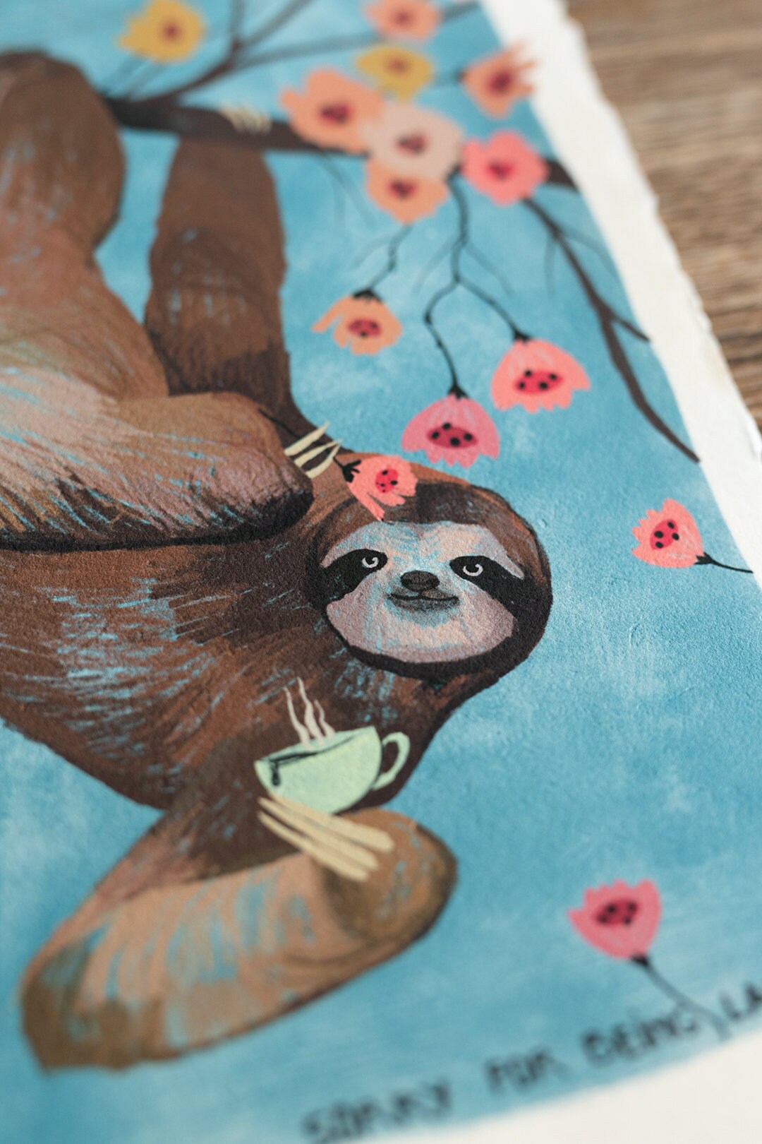 A4 / A3 Artistic Print: Cute Lazy Sloth With Coffee - Etsy